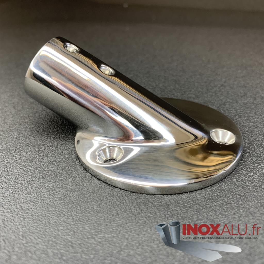 Platine de fixation ronde 30° en inox pour tube dia 25mm - InoxAlu.fr