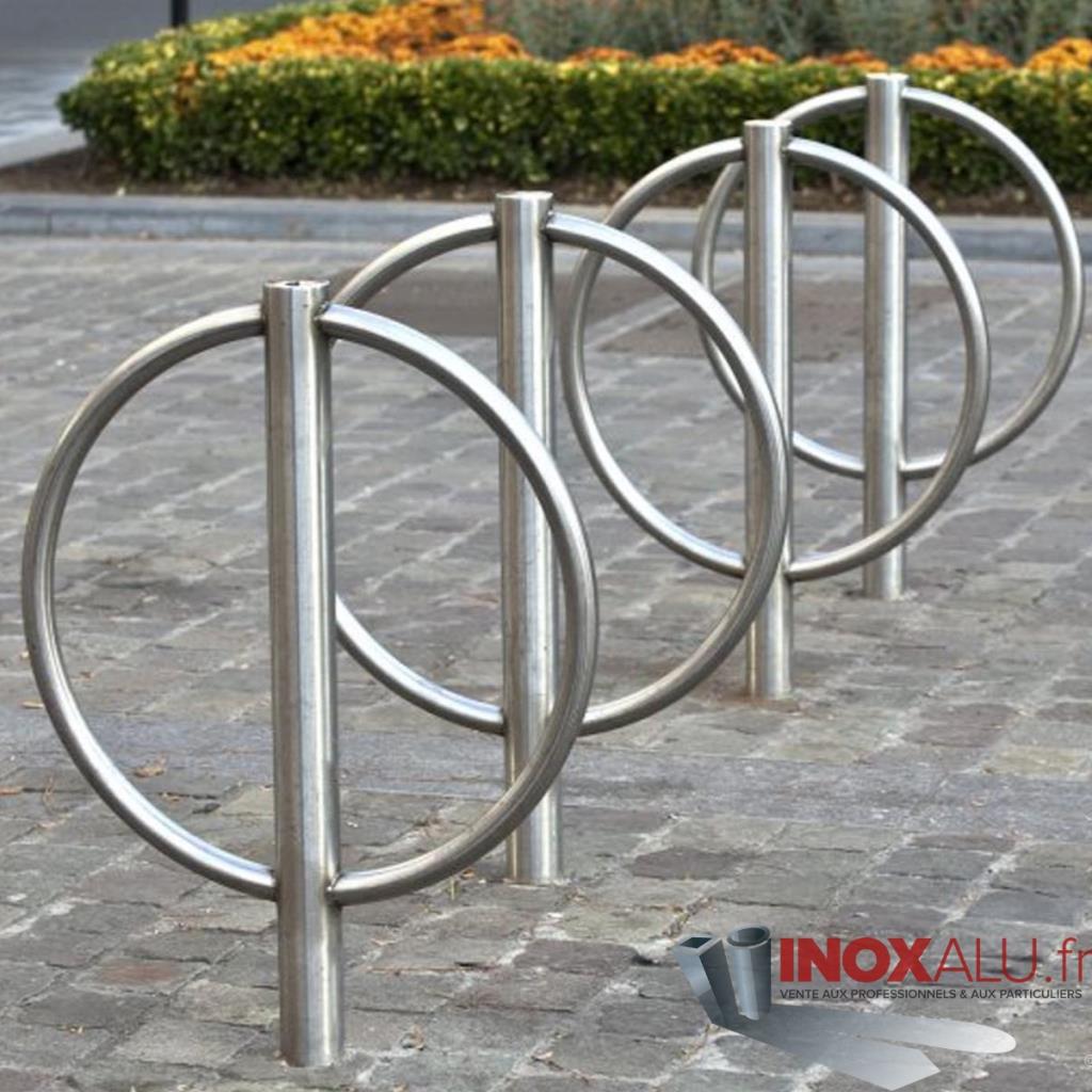 Arceaux vélo en inox sur platine Norea - InoxAlu.fr