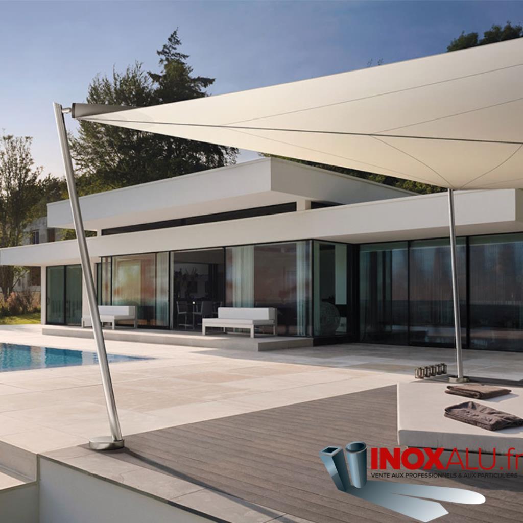 Mat en Inox pour voile d'ombrage H200 cm avec platine de fixation